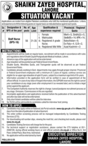 Shaikh Zayed Hospital Lahore Jobs 2026 – Apply Online at njp.gov.pk - Nsct